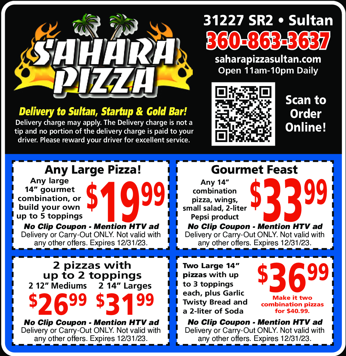 Sahara Pizza Monroe/Sky Valley Coupons